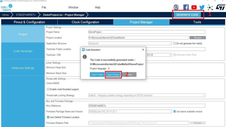 How to create a project in stm32CubeMX for Keil uvision Ide – Embedded ...