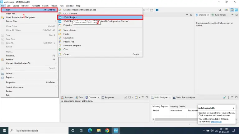 How to create stm32 project in stm32cubeide with example code ...